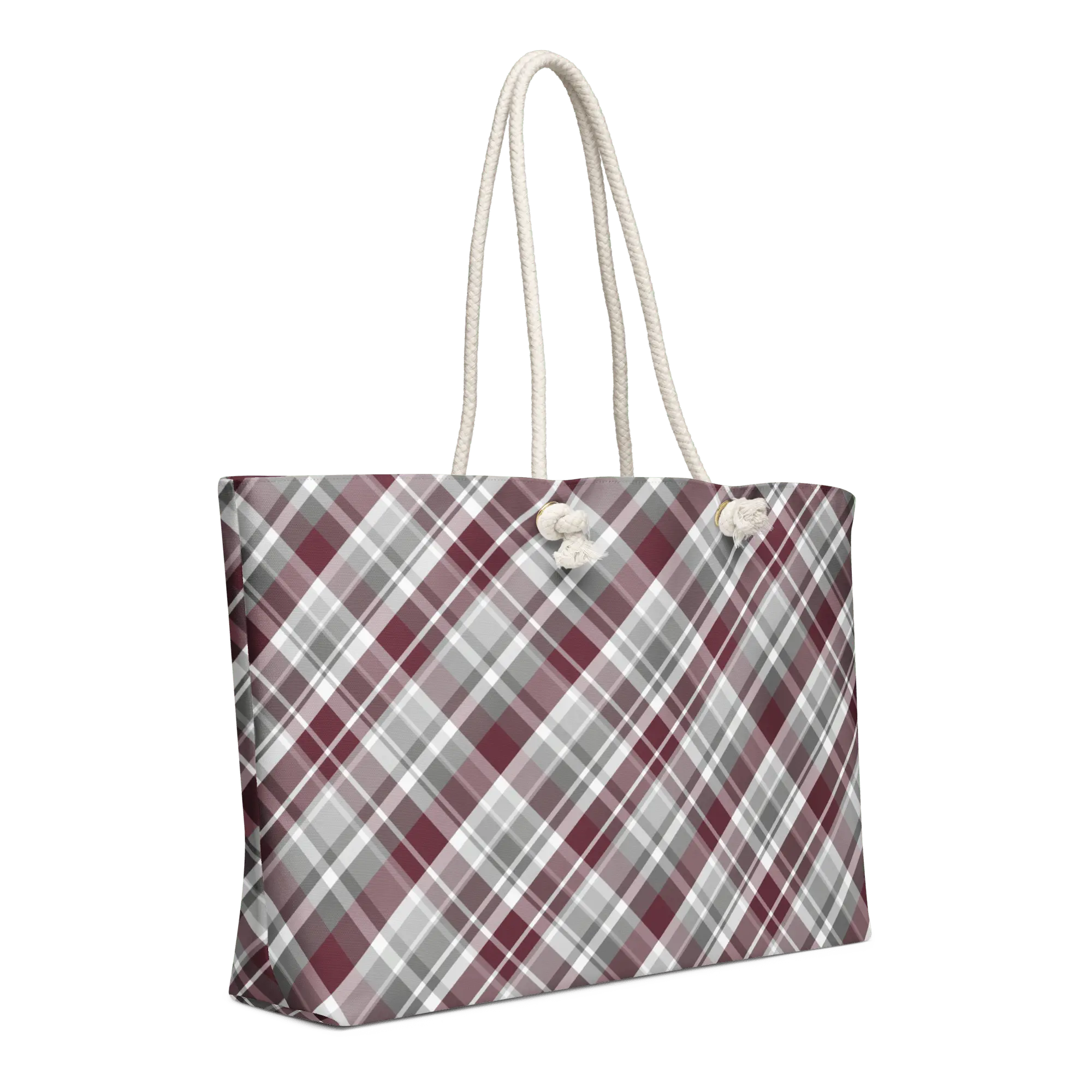 Plaid Weekender Bag, Maroon/Gray | Main Street Coll. | Main Street ...